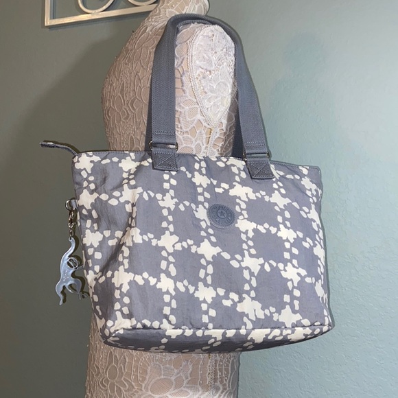 Kipling | Bags | Kipling Gray White Shoulder Tote Bag | Poshmark